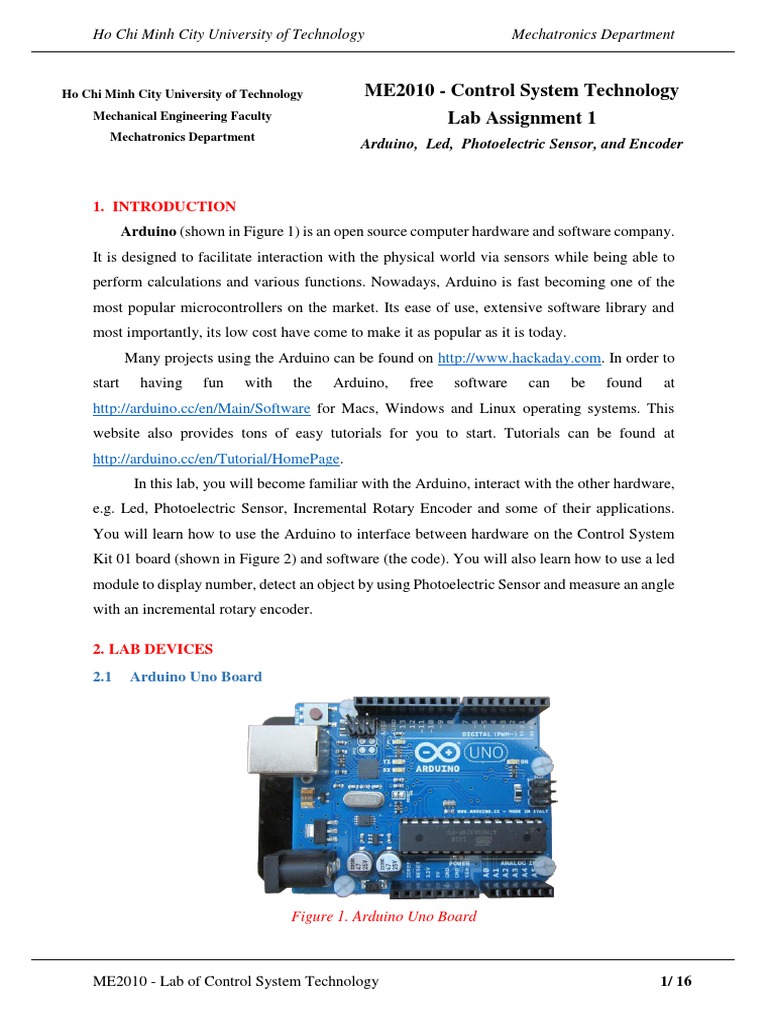 ME2010 - Control System Technology Lab Assignment 1 | PDF | Arduino ...