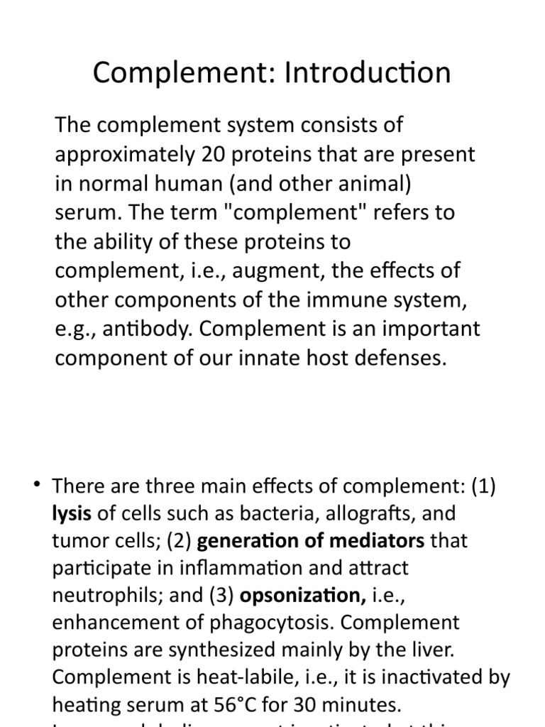Complement | PDF | Complement System | Biochemistry