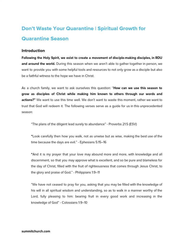 Don't Waste Your Quarantine - Spiritual Growth For Quarantine Season ...