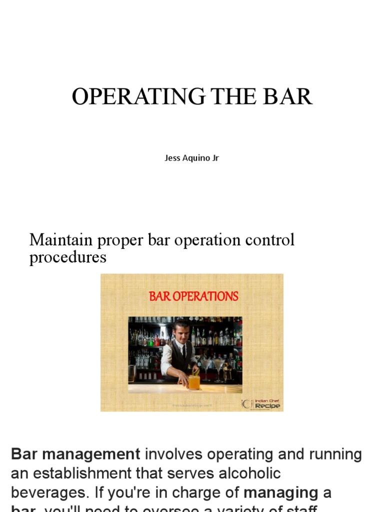 Operating The Bar: Jess Aquino JR | PDF | Bar | Drink
