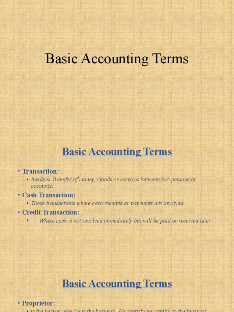 Basics of Accounting Terms | PDF | Debits And Credits | Income Statement