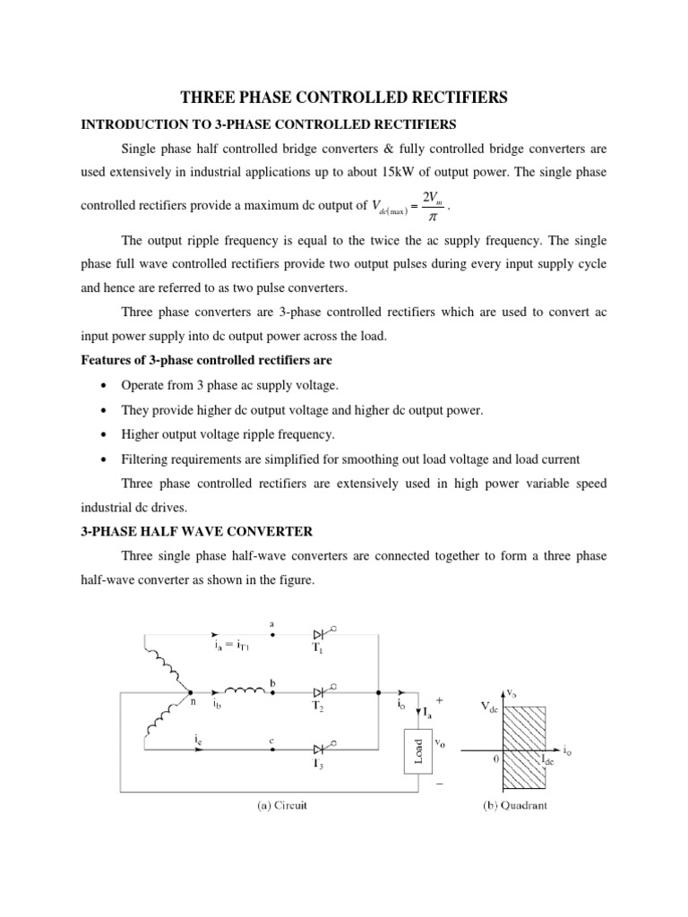 Three-Phase Controlled Rectifiers Overview | PDF | Rectifier | Direct ...