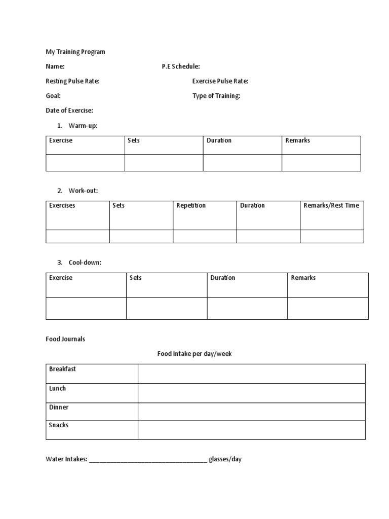 My Training Program | PDF | Physical Exercise | Recreation