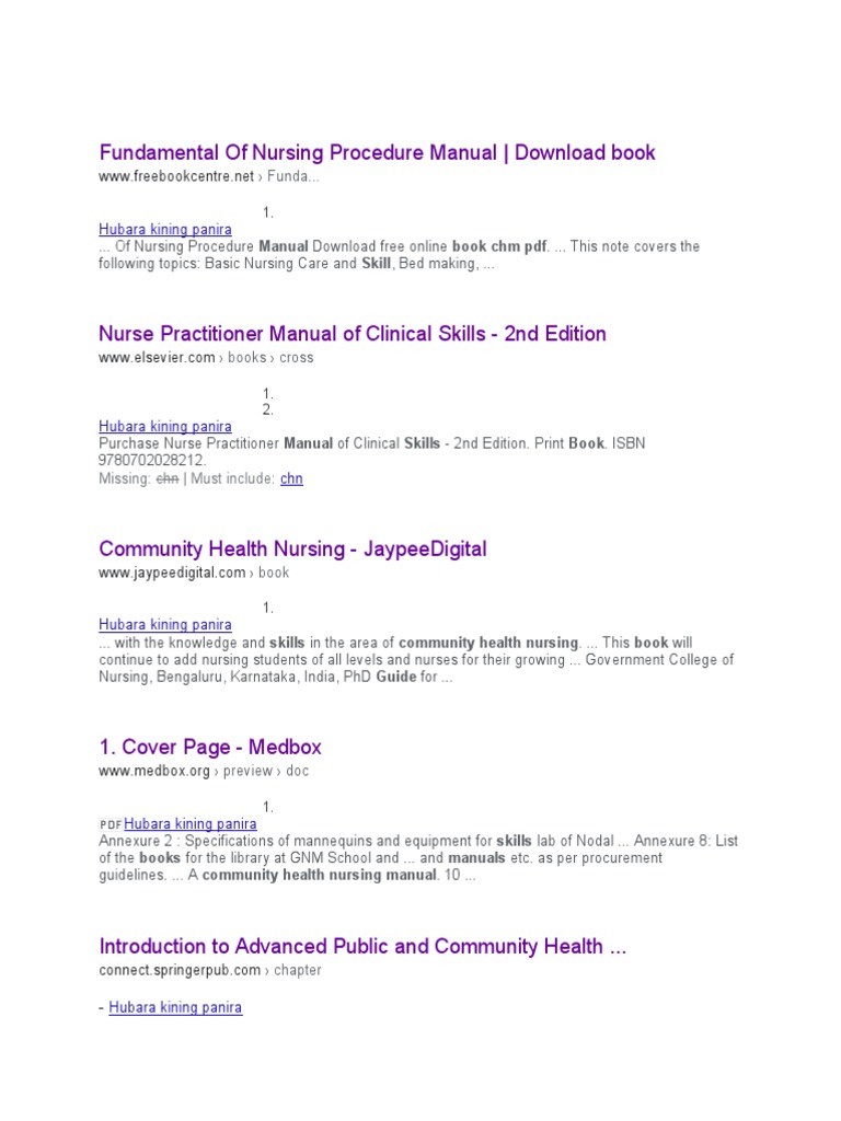 Fundamental of Nursing Procedure Manual - Download Book | PDF