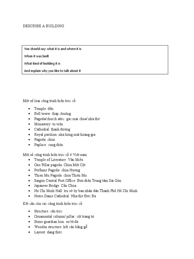 Describe A Building | PDF | Vietnam