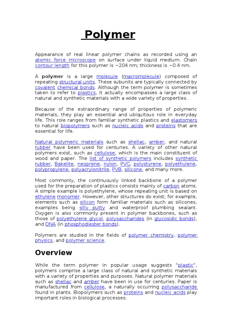 Polymers Chemistry Project