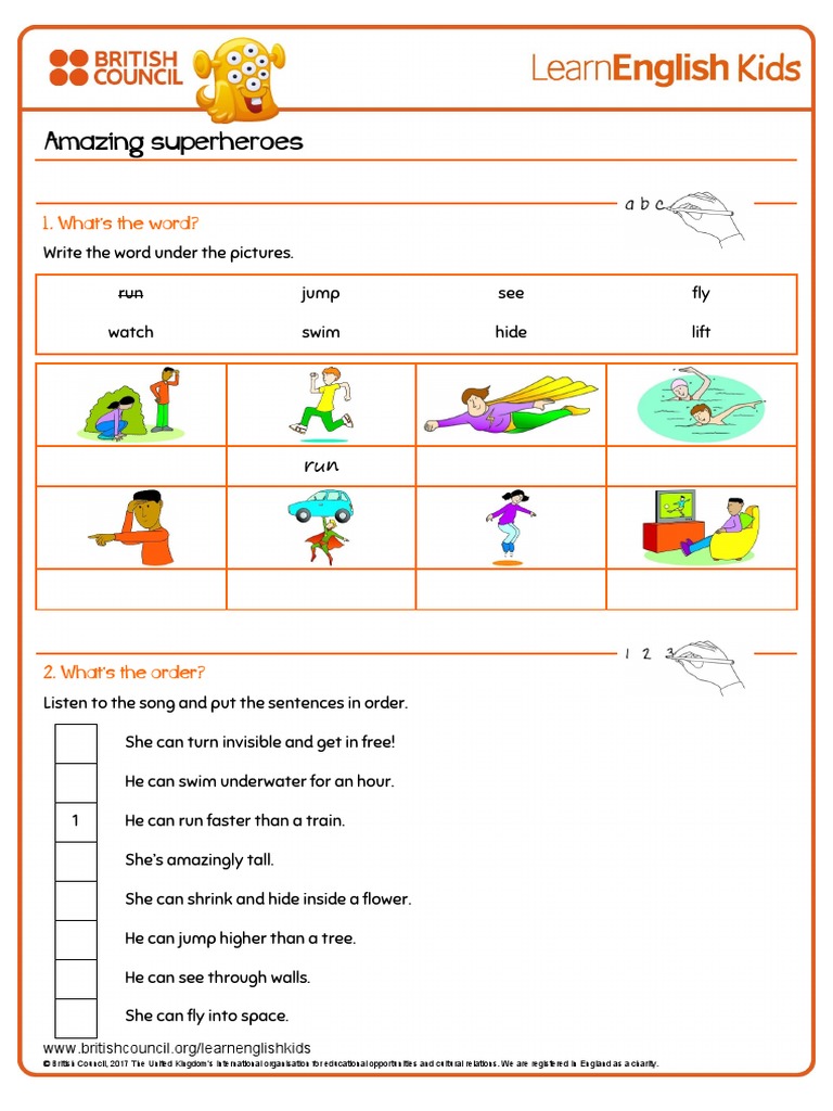 Songs Amazing Superheroes Worksheet | PDF