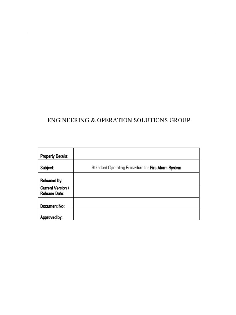 Standard Operating Procedure - Fire Alarm System - V01 - 05092010 | PDF ...