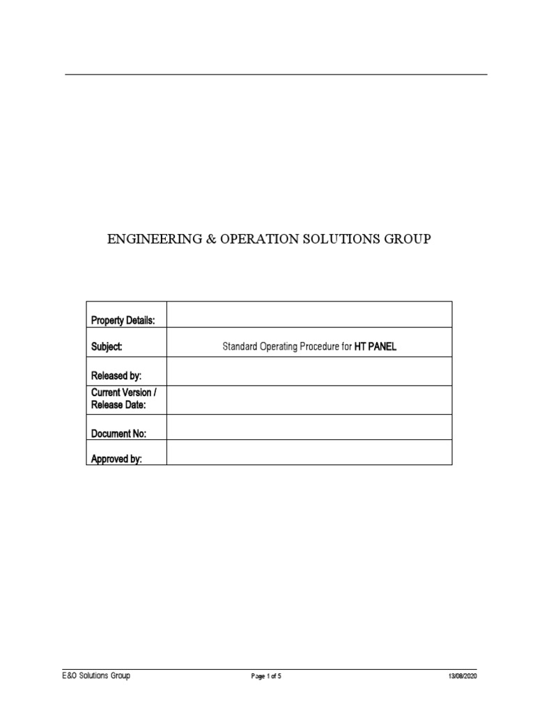 Standard Operating Procedure - HT Panel - V01 - 022.04.2011 | PDF ...