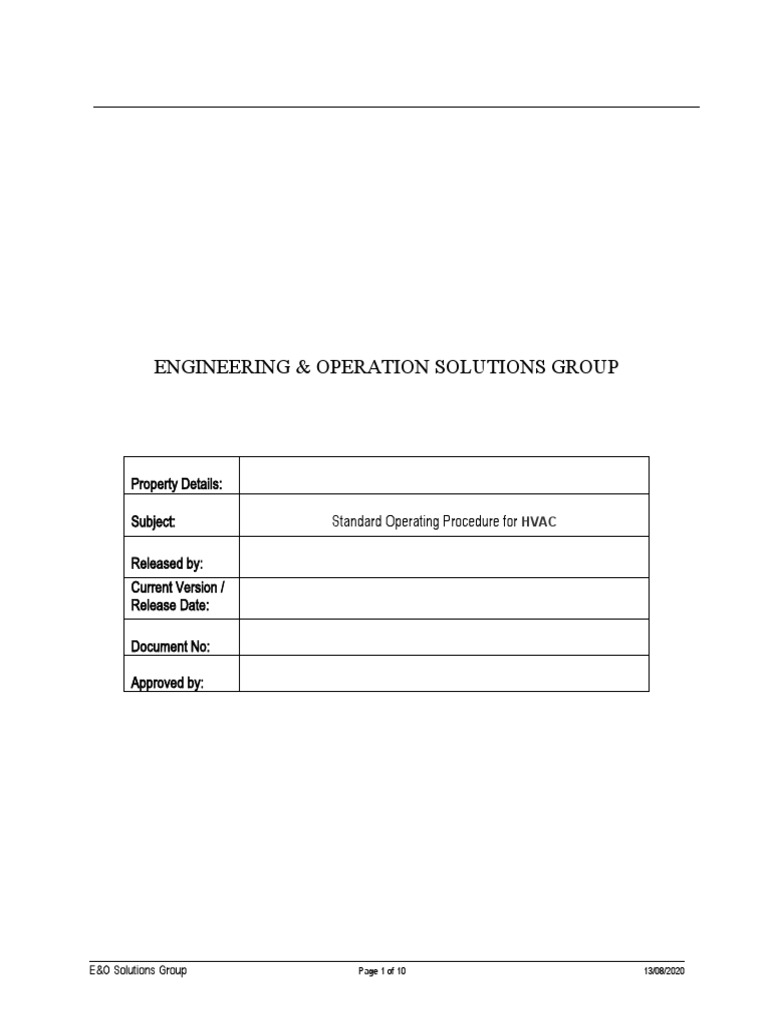Standard Operating Procedure - HVAC - V01 - 29082010 | PDF | Air ...