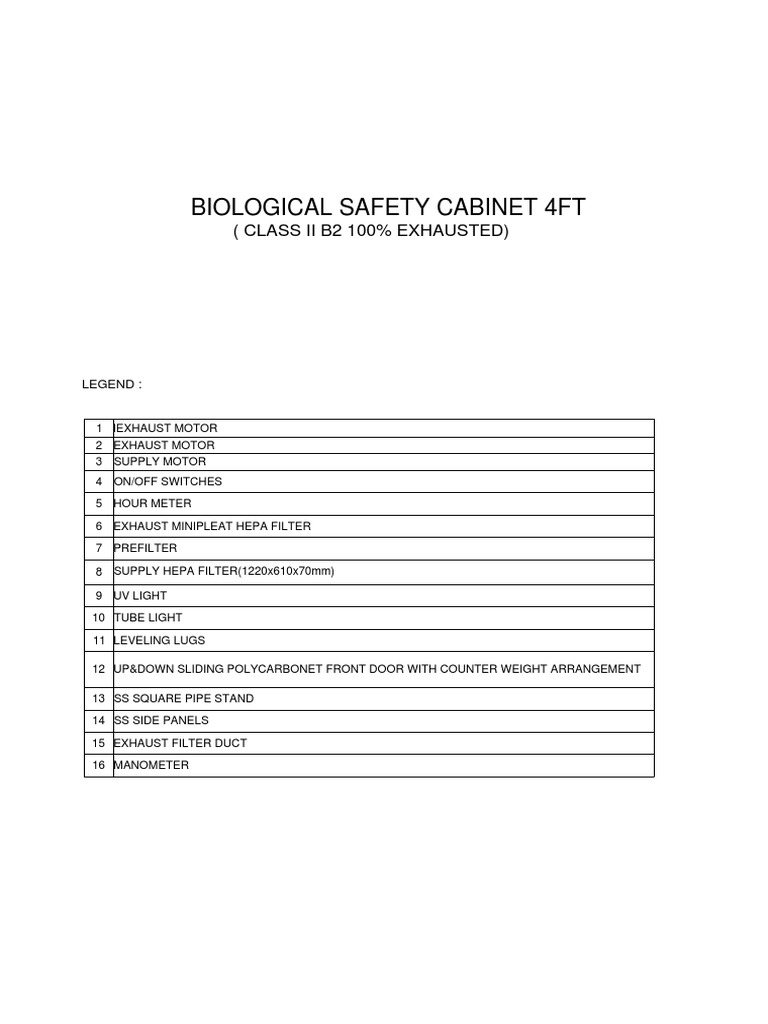 Biosafety Cabinet 4FT PDF | PDF