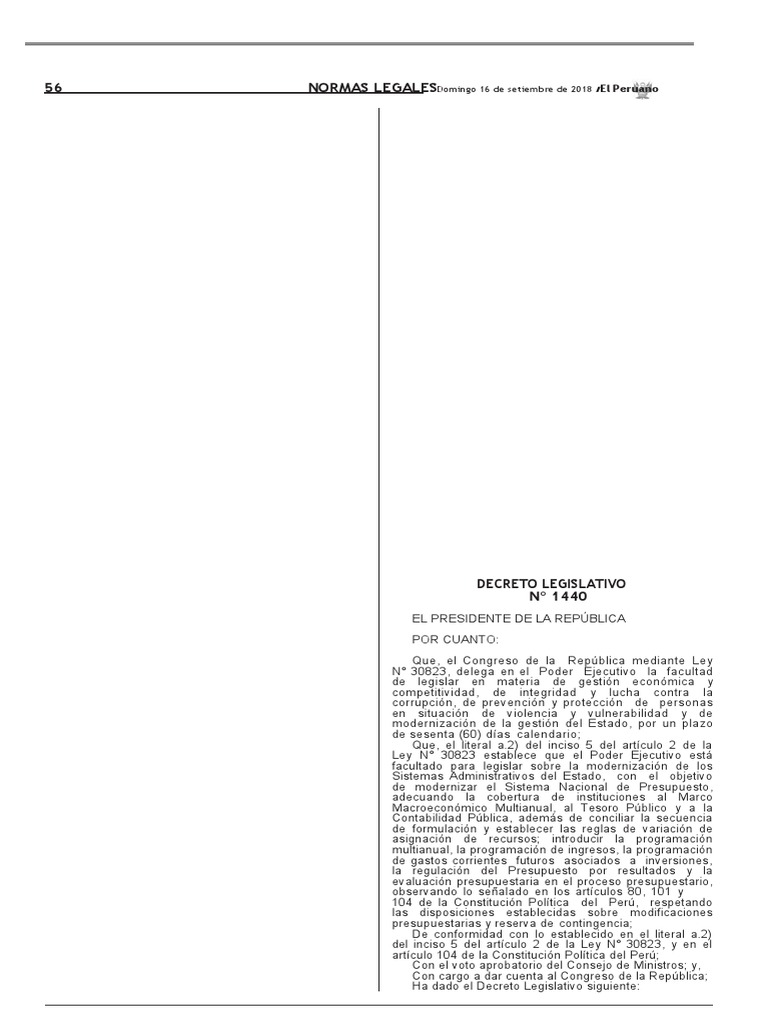 DL 1440 | PDF | Presupuesto del gobierno | Presupuesto