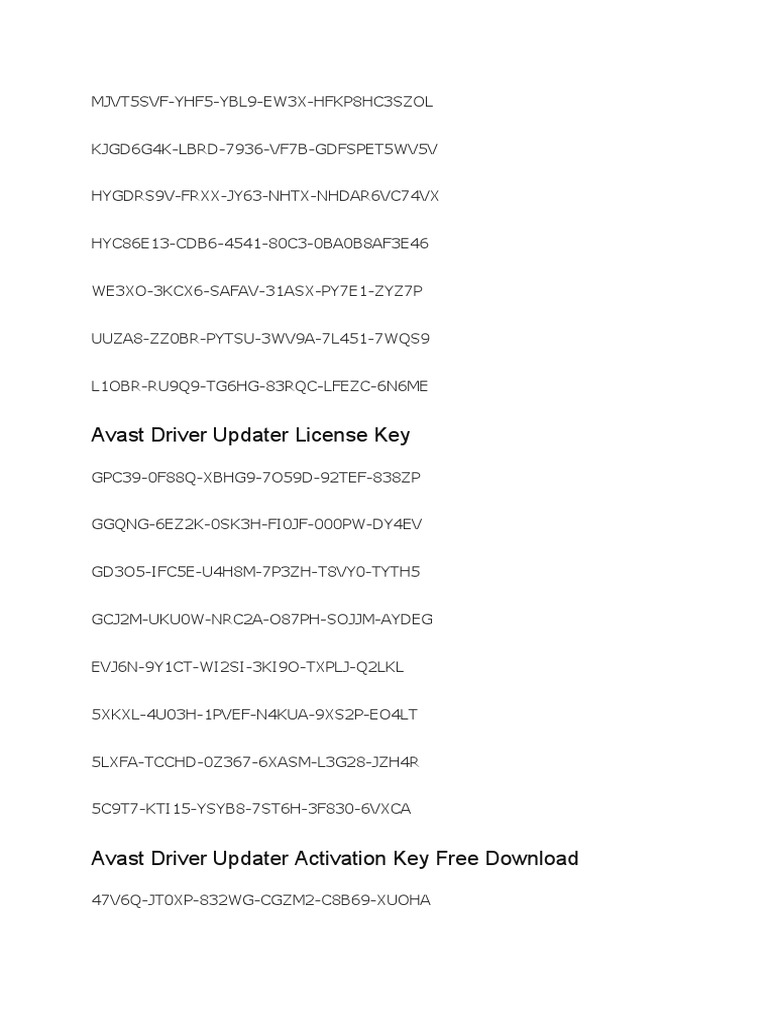 Avast Driver Updater License Key | PDF