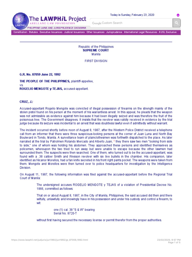 Consti Case | PDF | Search And Seizure | Law Enforcement