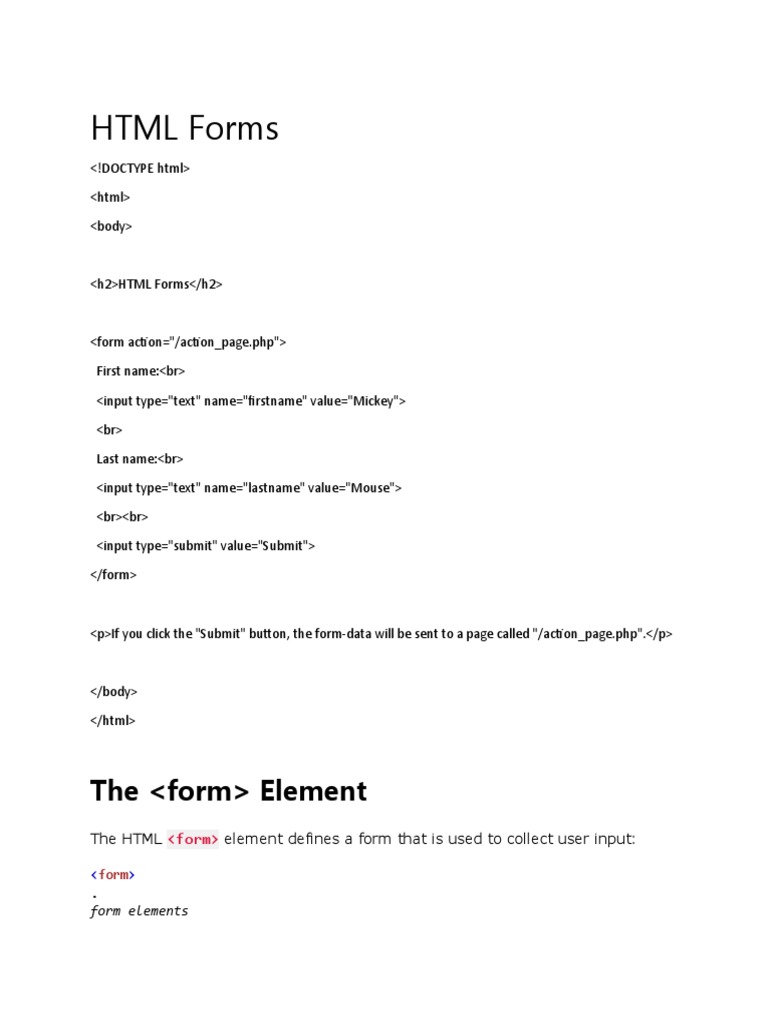 HTML Forms: The Element | PDF | Hypertext | Software