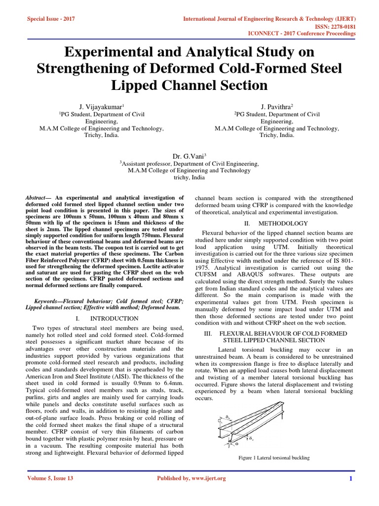 Experimental and Analytical Study On Strengthening of Deformed Cold ...