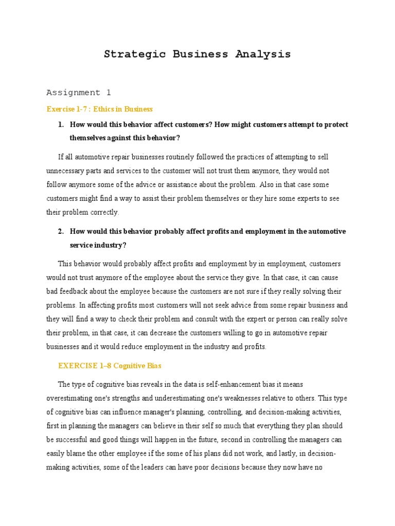 Strategic Business Analysis | PDF | Bias | Decision Making