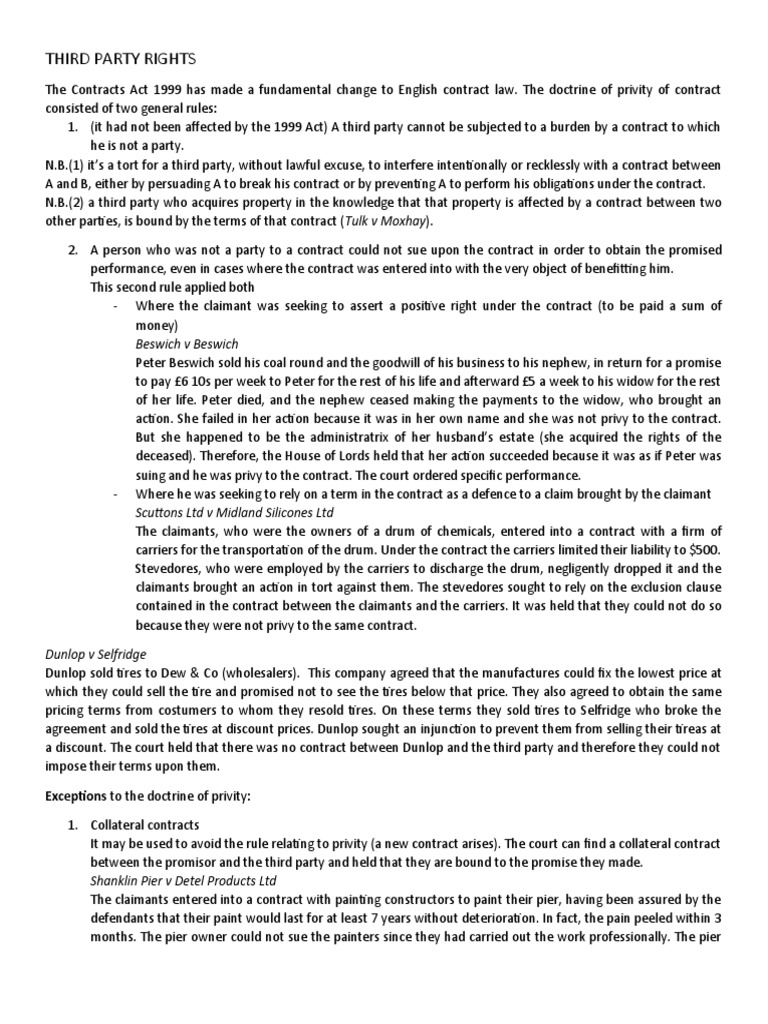 Third Party Rights: Beswich V Beswich | PDF | Law Of Agency | Damages