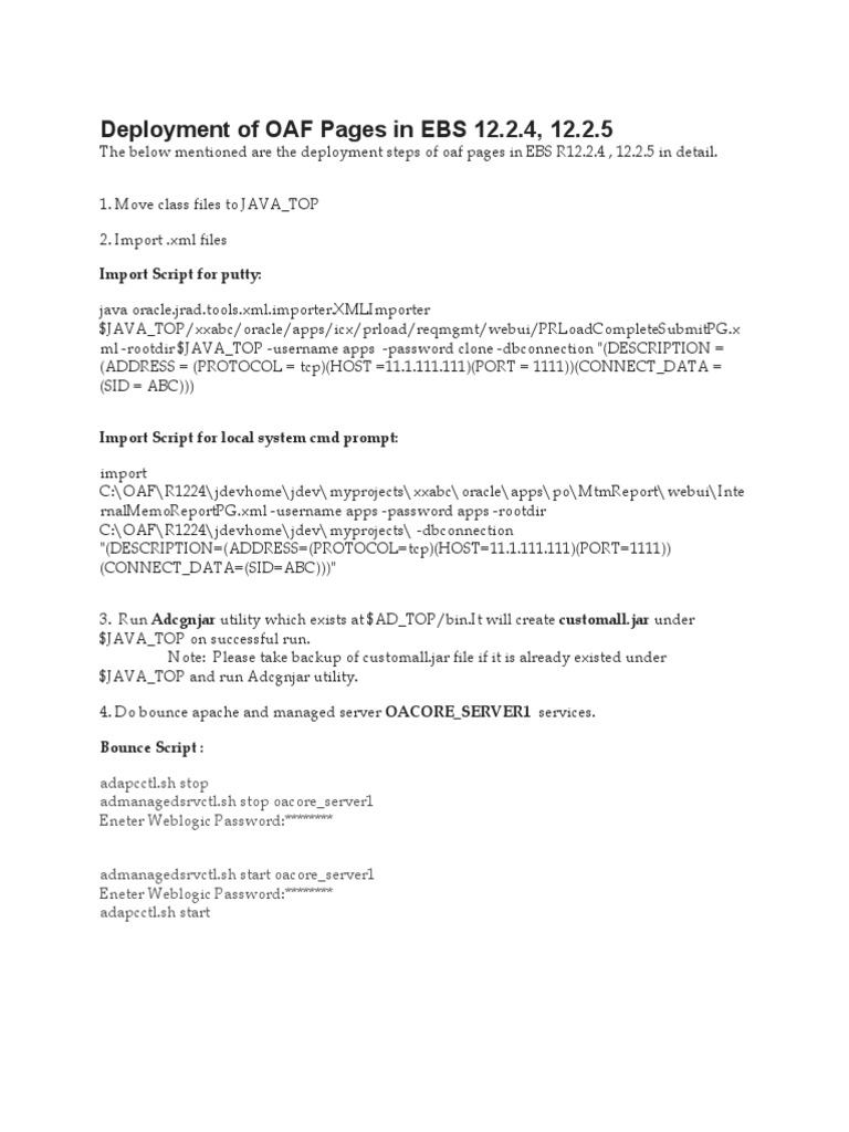 Deployment of OAF Pages in EBS 12.2.4, 12.2.5: Import Script For Putty ...