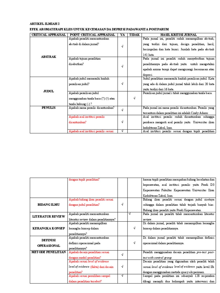 CRITICAL APPRAISAL Jurnal 2 | PDF
