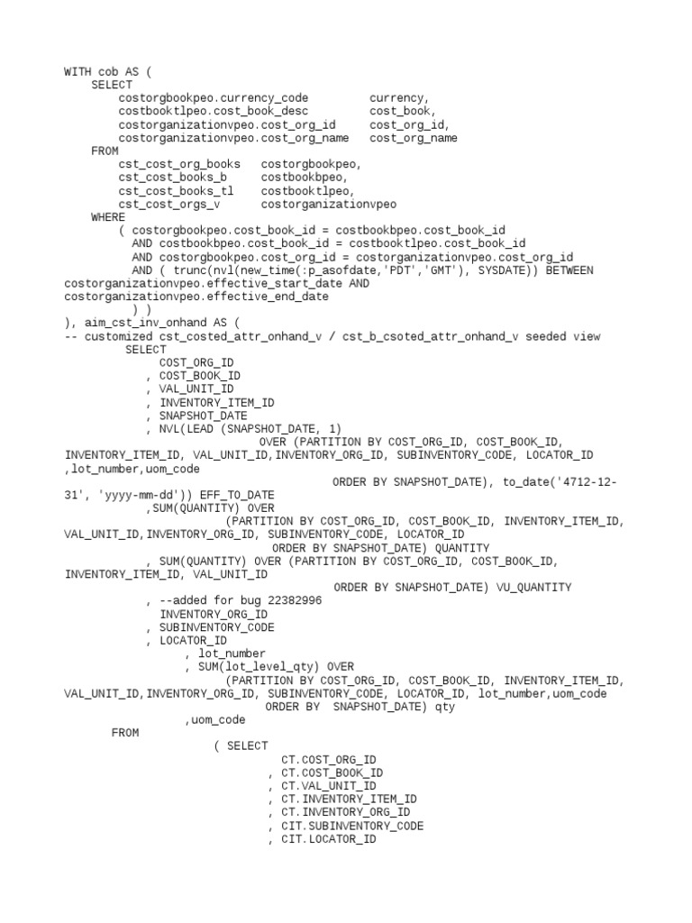 Inventory Valuation Report - Query | PDF | Sql | Databases