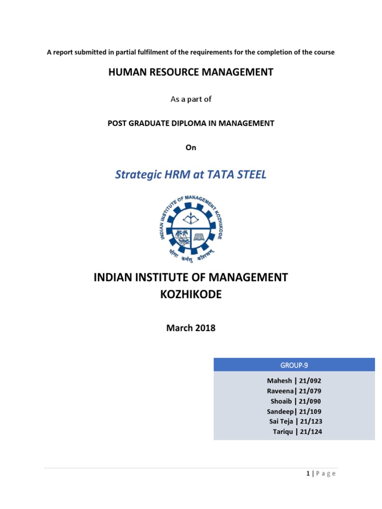 Group9 - Project Report - HRM - SecB - TermIII - PGP2-mahesh | PDF | Human Resources | Strategic ...