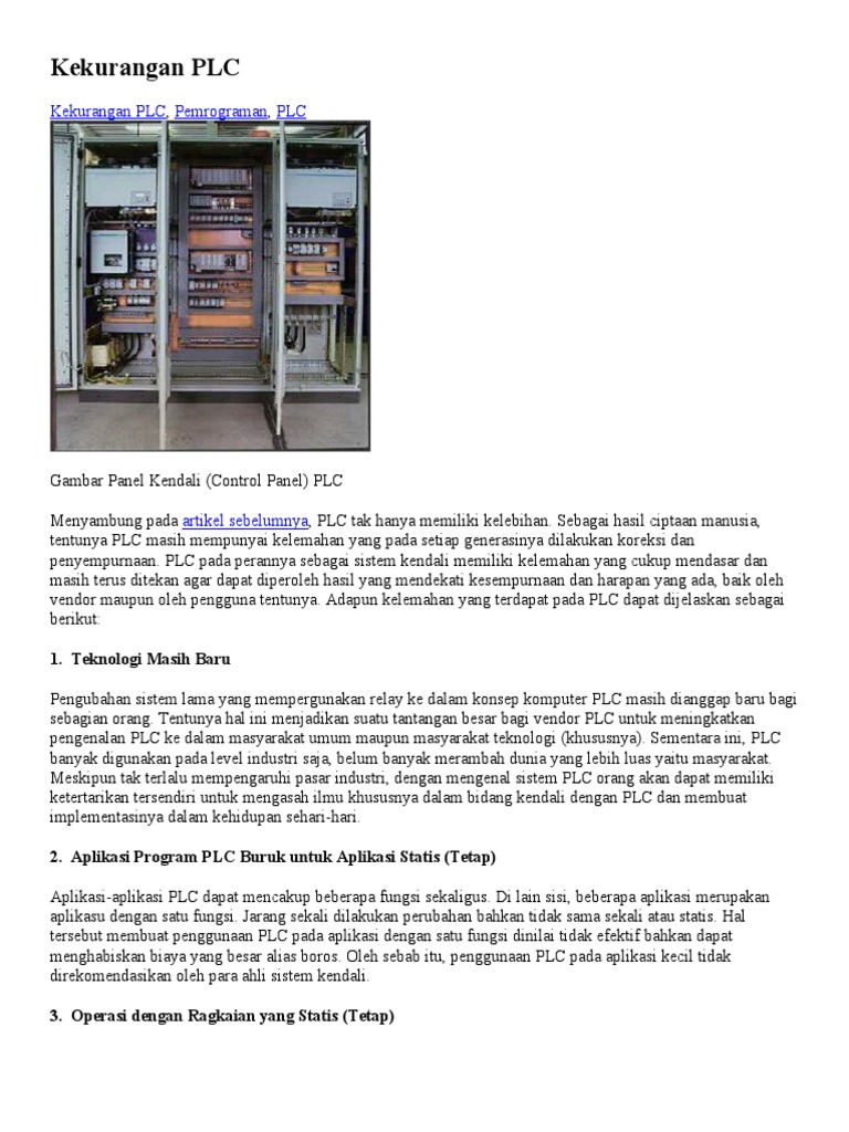 Kekurangan PLC dalam Industri | PDF | Bisnis | Komputer