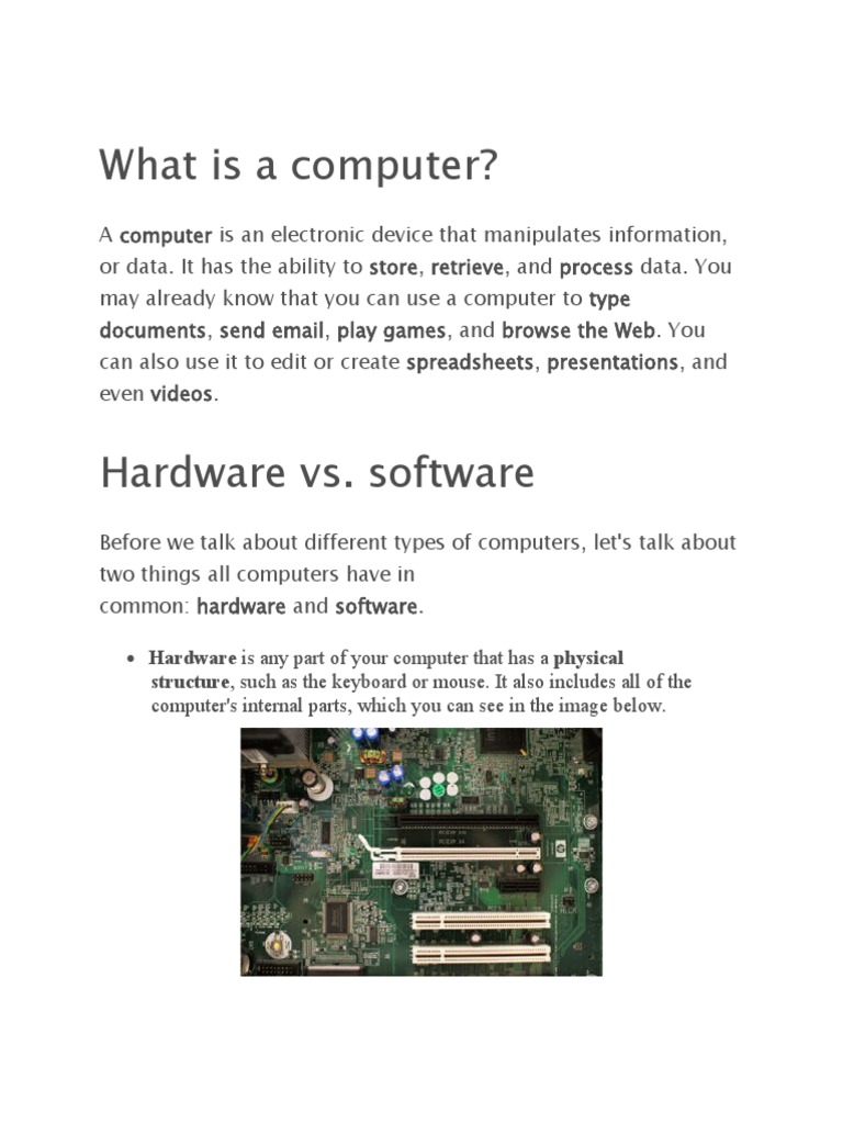 What Is A Computer?: Structure, Such As The Keyboard or Mouse. It Also ...