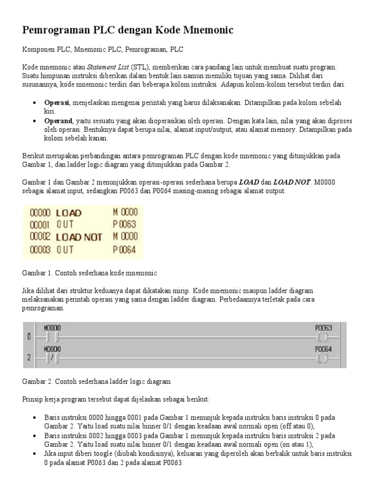 Memperbandingkan Pemrograman PLC dengan Kode Mnemonic dan Ladder Logic ... Memperbandingkan Pemrograman PLC dengan Kode Mnemonic dan Ladder Logic ...