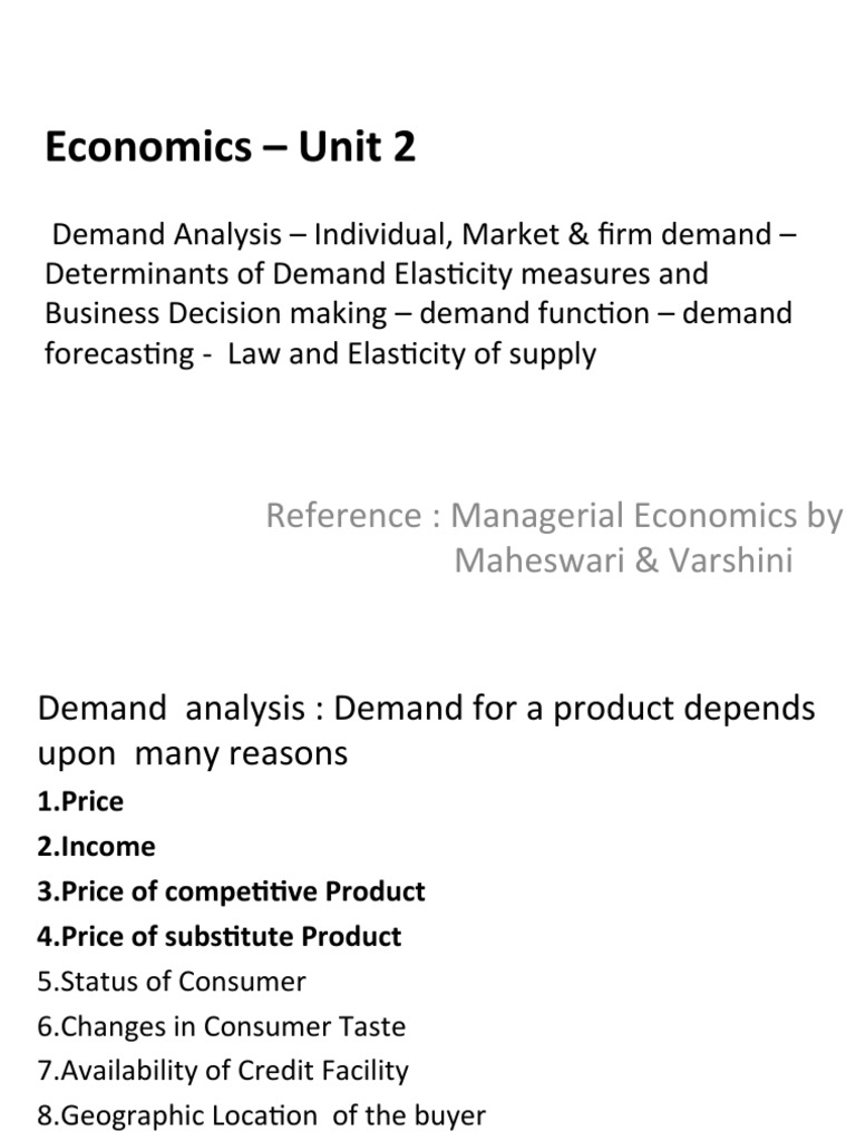 Demand Analysis in Economics Unit 2 | PDF | Demand | Price Elasticity ...