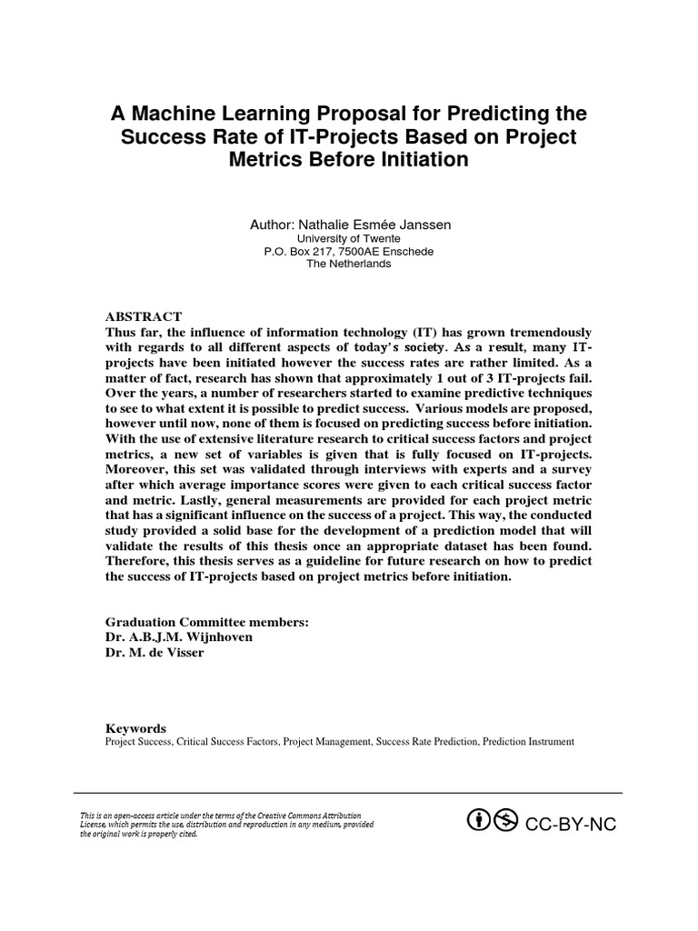 A Machine Learning Proposal For Predicting The Success Rate of IT ...