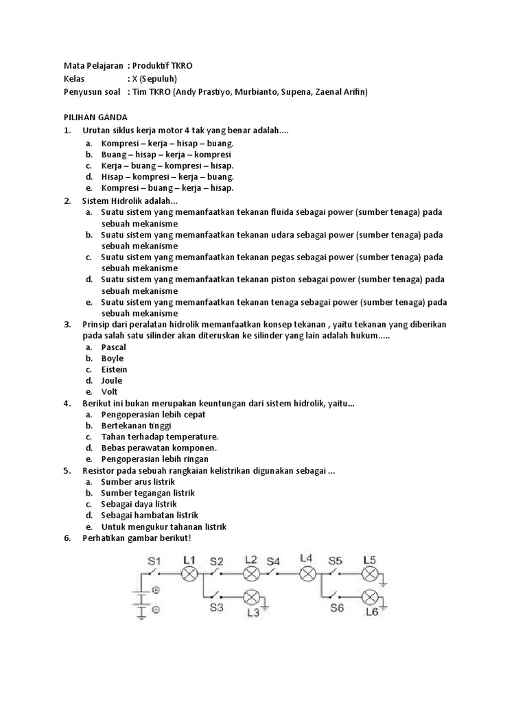 Soal Produktif TKRO Kelas X | PDF