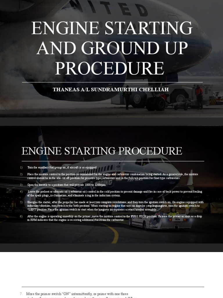 Aircraft Engine Start and Ground Run Procedure | PDF | Carburetor ...