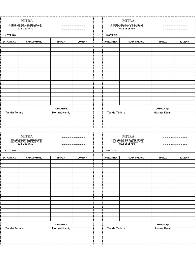 Contoh Nota Fotocopy Toko Plastik | PDF