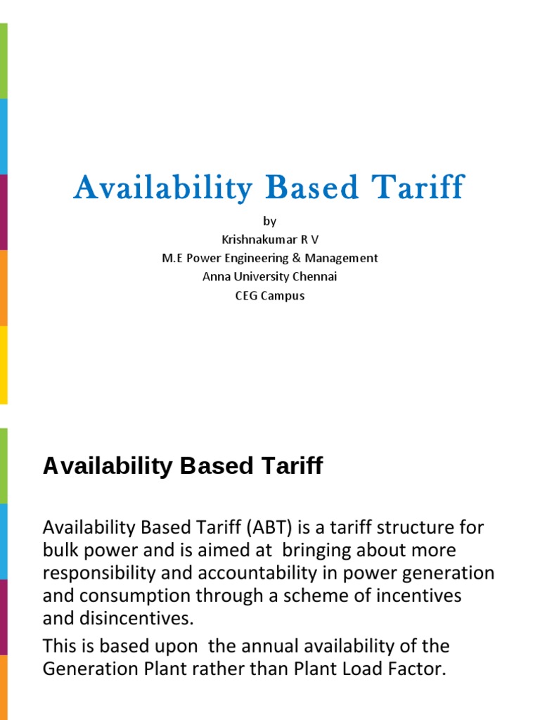 ABT - Tariff Explaination With Examples PDF | PDF | Electrical Grid ...