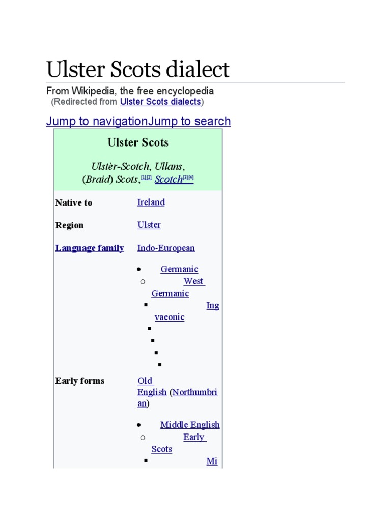 Ulster Scots Dialect Explained | PDF | Languages Of The United Kingdom ...