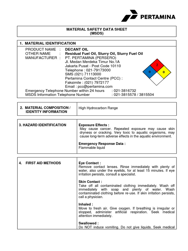 Material Safety Data Sheet (MSDS) 1. Material Identification | PDF | Firefighting | Combustion