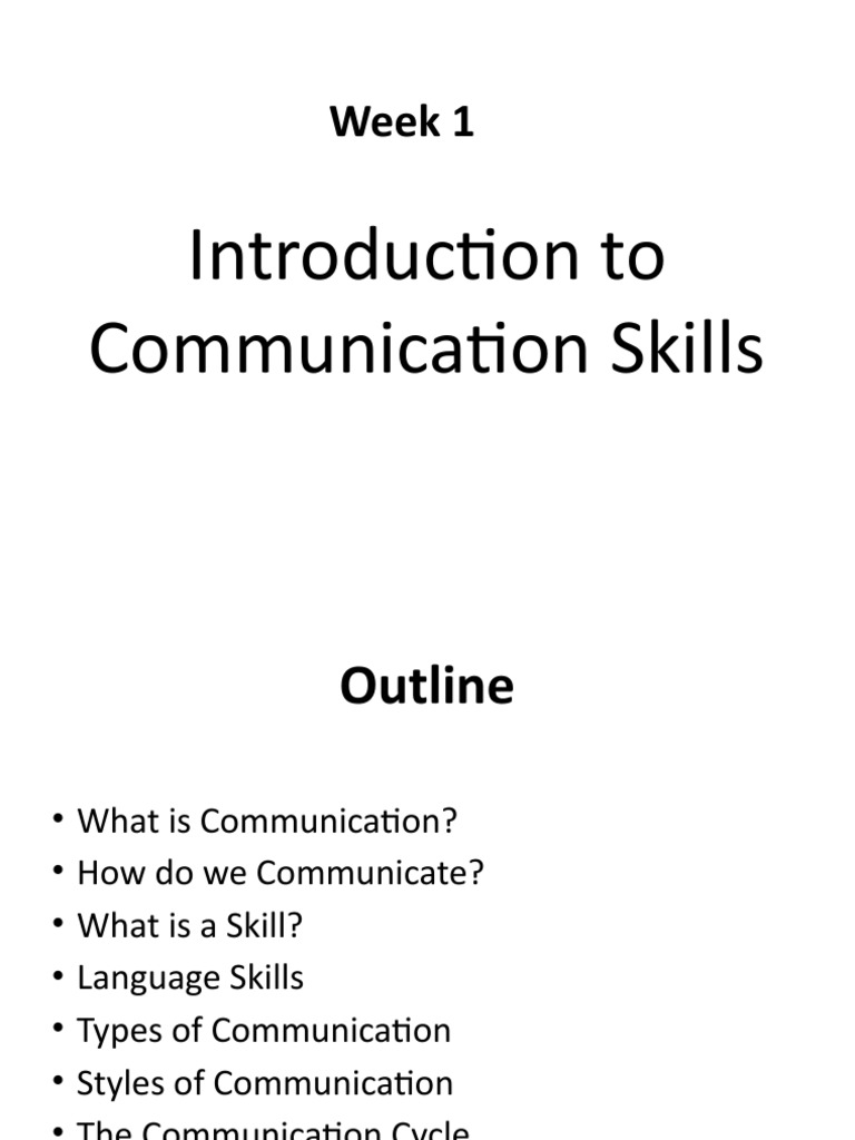 Week 1: Introduction To Communication Skills | PDF | Nonverbal ...