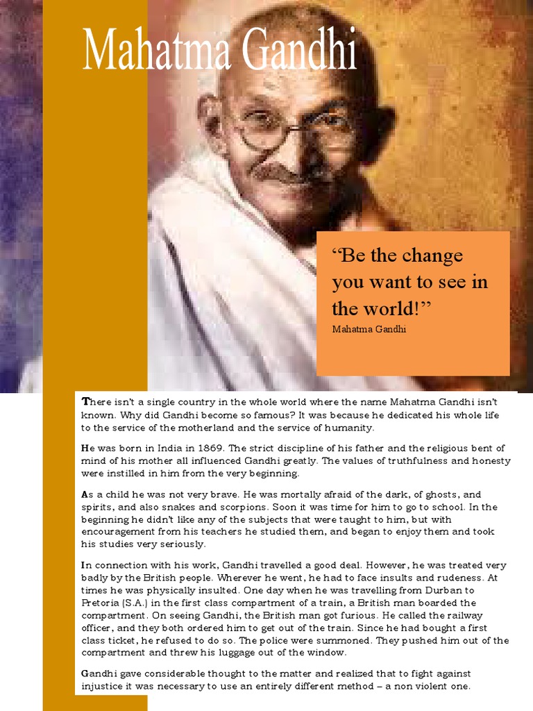 "Be The Change You Want To See in The World!": Mahatma Gandhi | PDF ...