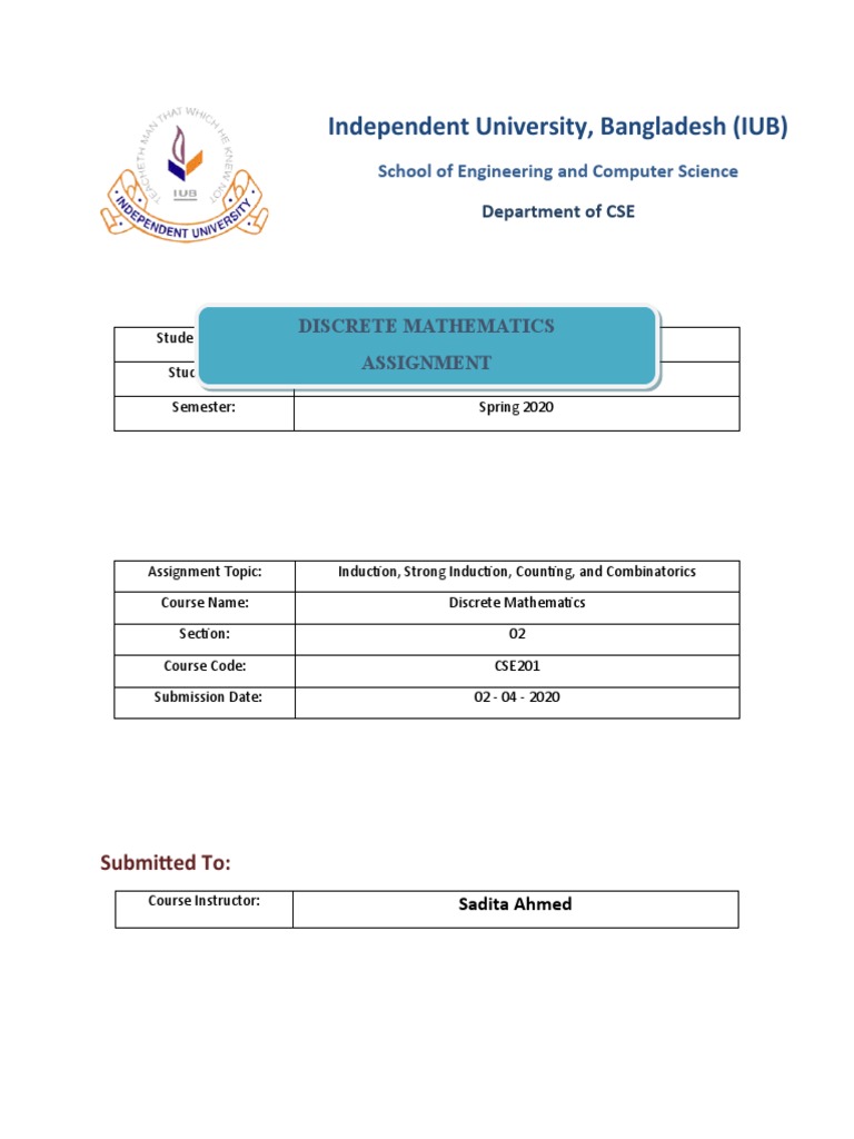 Analysis of Discrete Mathematics Assignment on Combinatorics Topics | PDF | Mathematical Proof ...