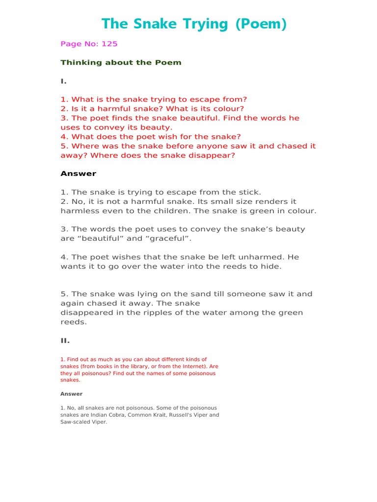 The Snake Trying (Poem) | PDF