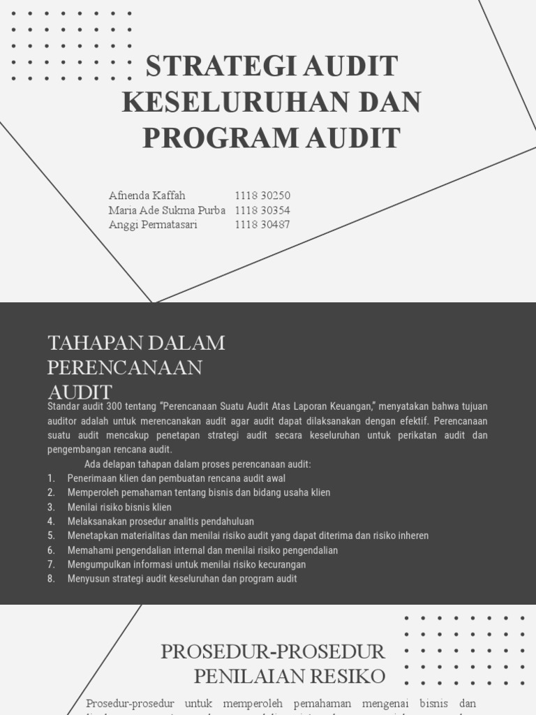 Strategi Audit Keseluruhan Dan Program Audit - Kelompok 3 | PDF
