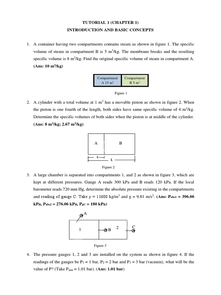 Engineering Thermodynamics (Tutorial 1) PDF | PDF | Pressure Measurement | Pressure