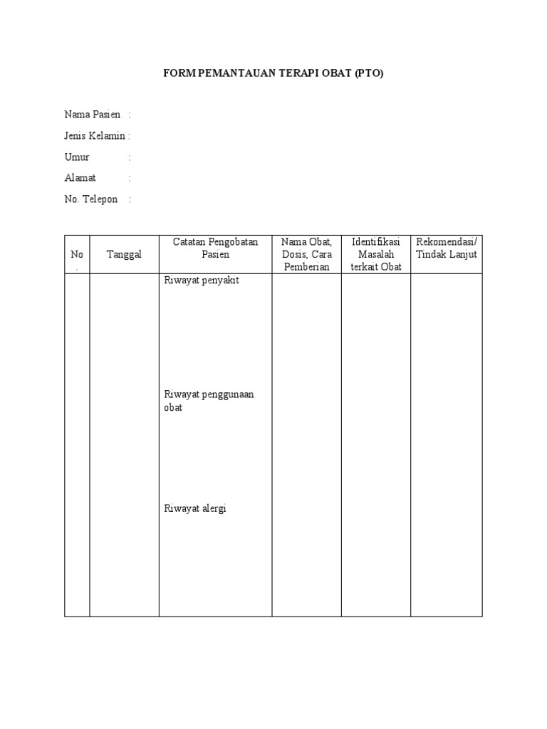 Form Pemantauan Terapi Obat | PDF