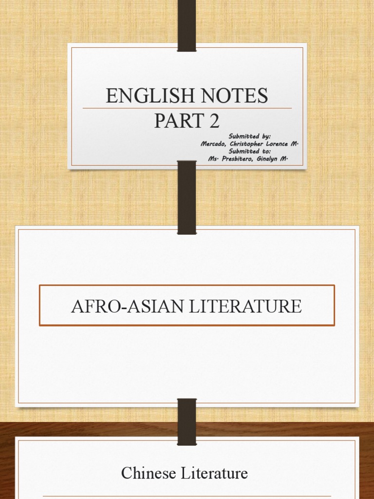 English Notes: Submitted By: Mercado, Christopher Lorence M. Submitted ...
