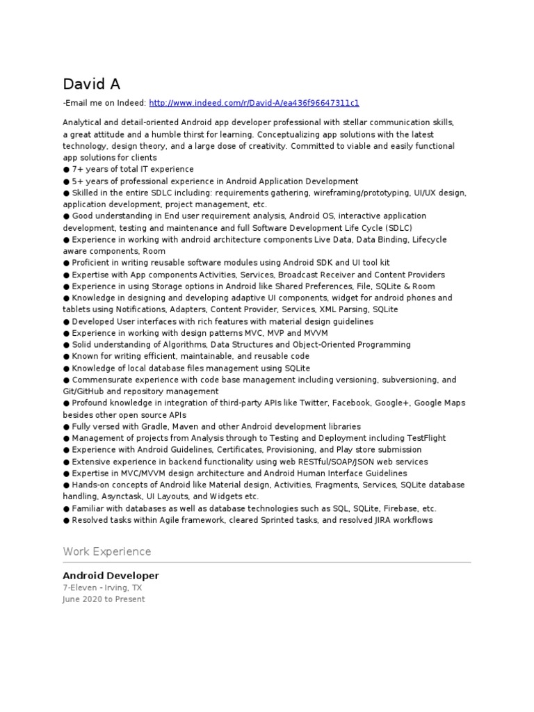 A Versatile Android Developer with Extensive Experience Developing Mobile Apps and Providing ...