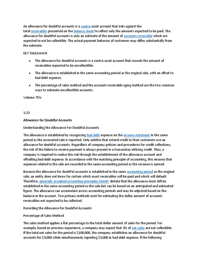 Allowance For Doubtful Accounts | PDF | Bad Debt | Financial Accounting