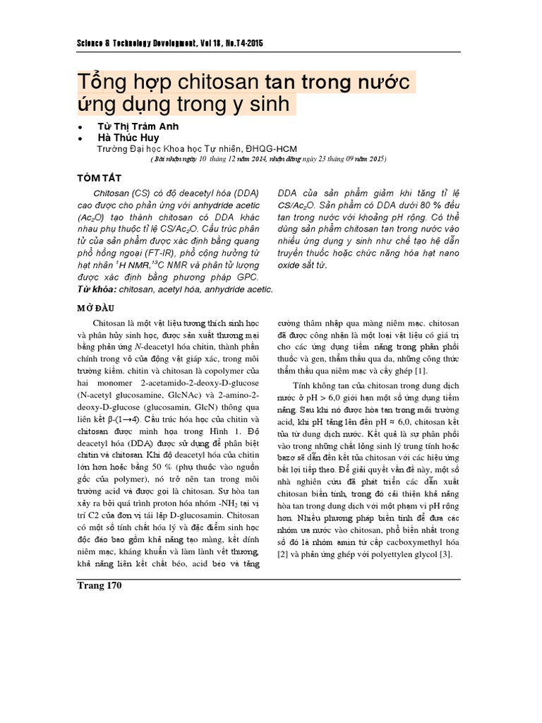 T NG H P Chitosan Tan Trong Nư C NG D NG Trong y Sinh PDF | PDF