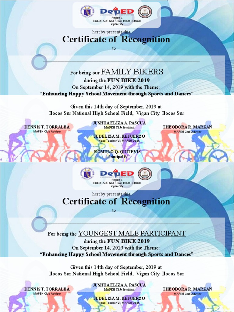 Intrams Cert For Winers | PDF