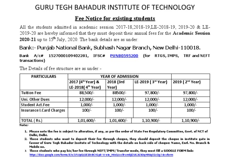 Fee Notice 2020-21 | PDF